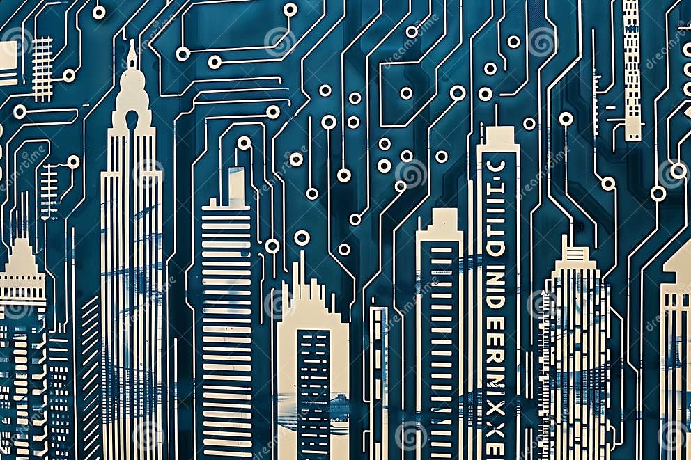 Detailed Close-Up of Complex Blue Printed Circuits with Advanced ...