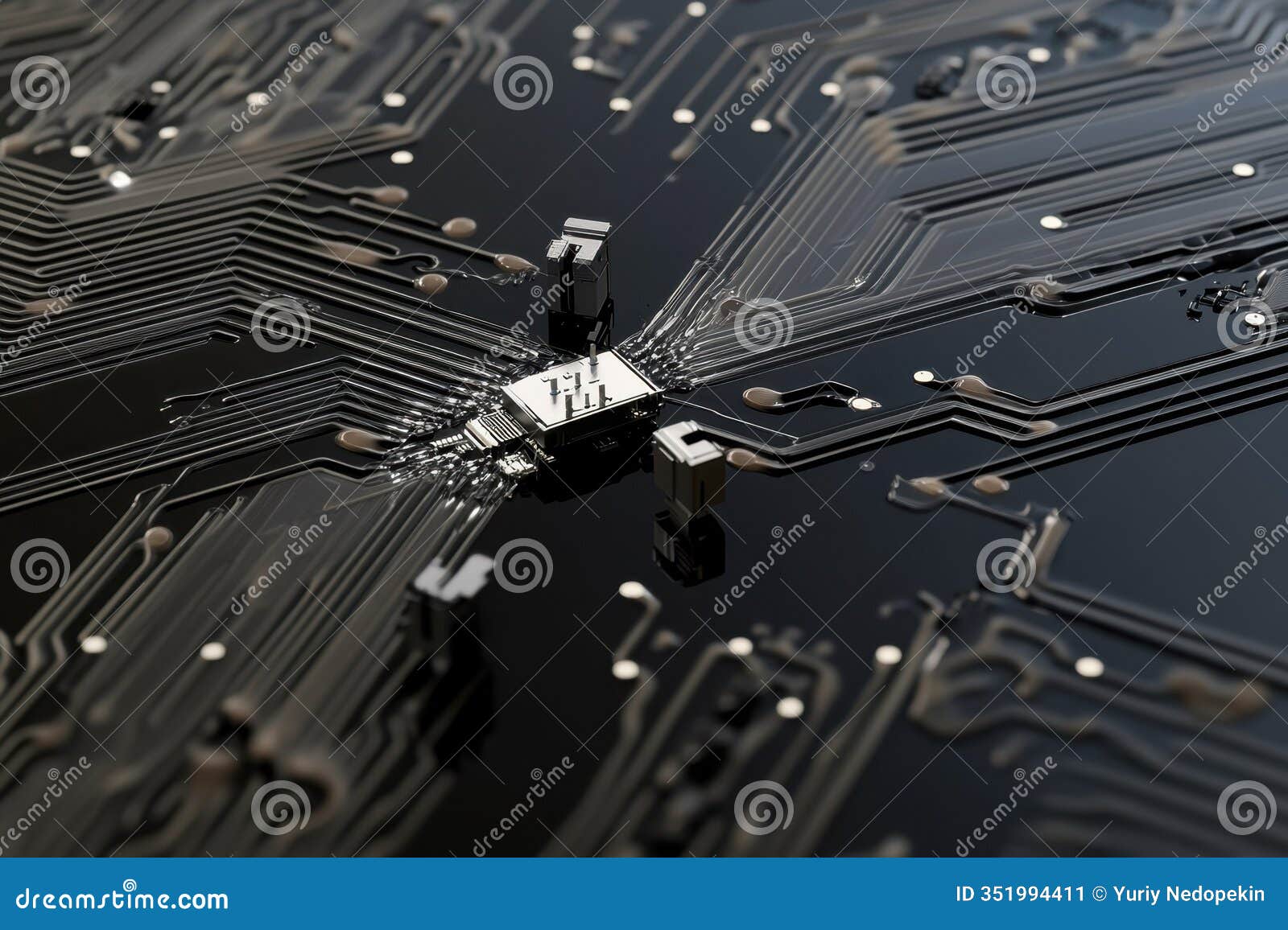 Detailed Close-up of a Complex Circuit Board Design with Intricate ...