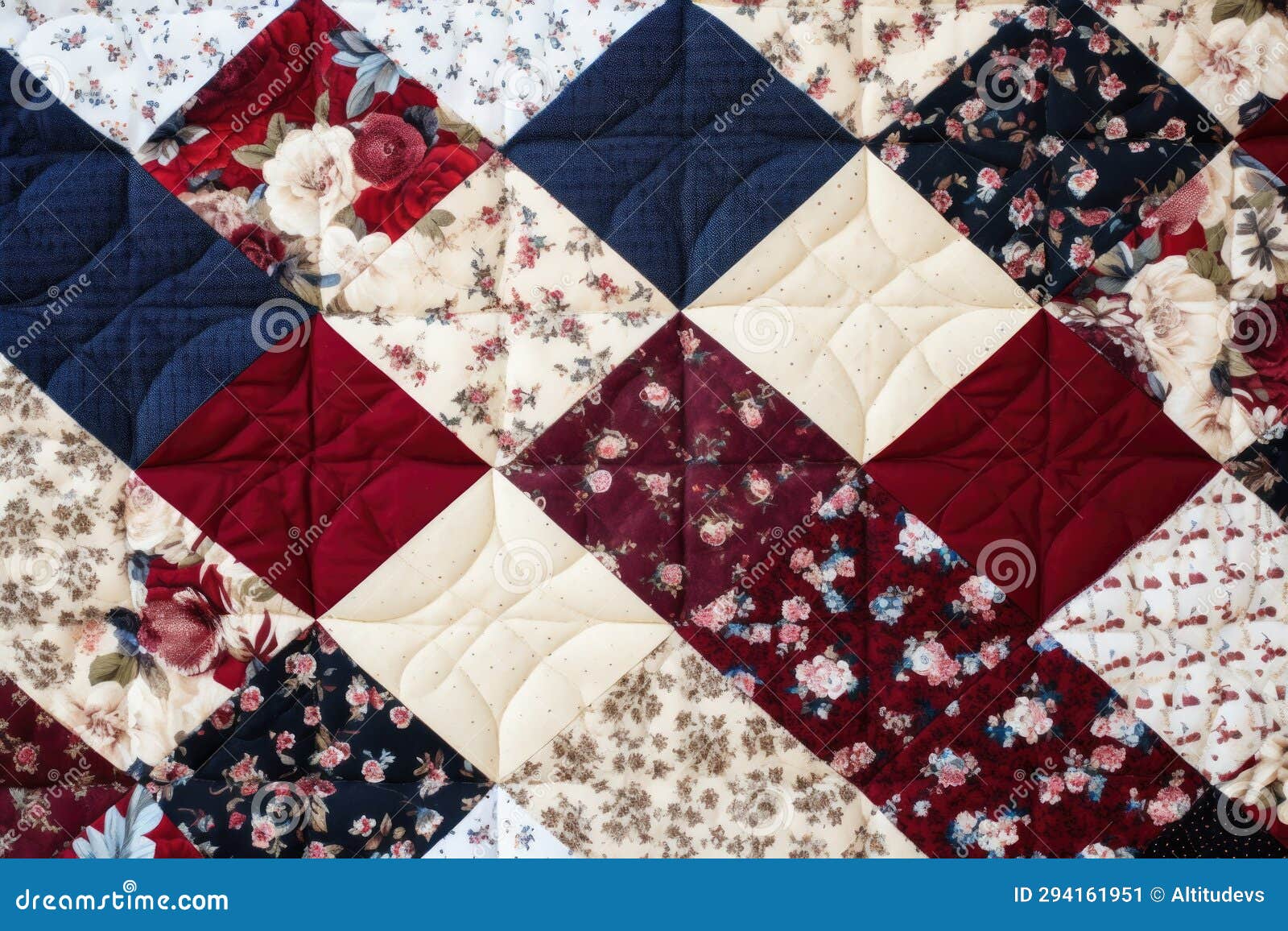 Detailed Close-up of a Complex Patchwork Quilt Stock Illustration ...