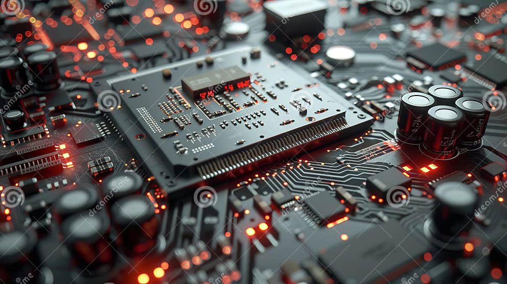 Detailed Close Up of Computer Cpu Chip with Semiconductor Components ...