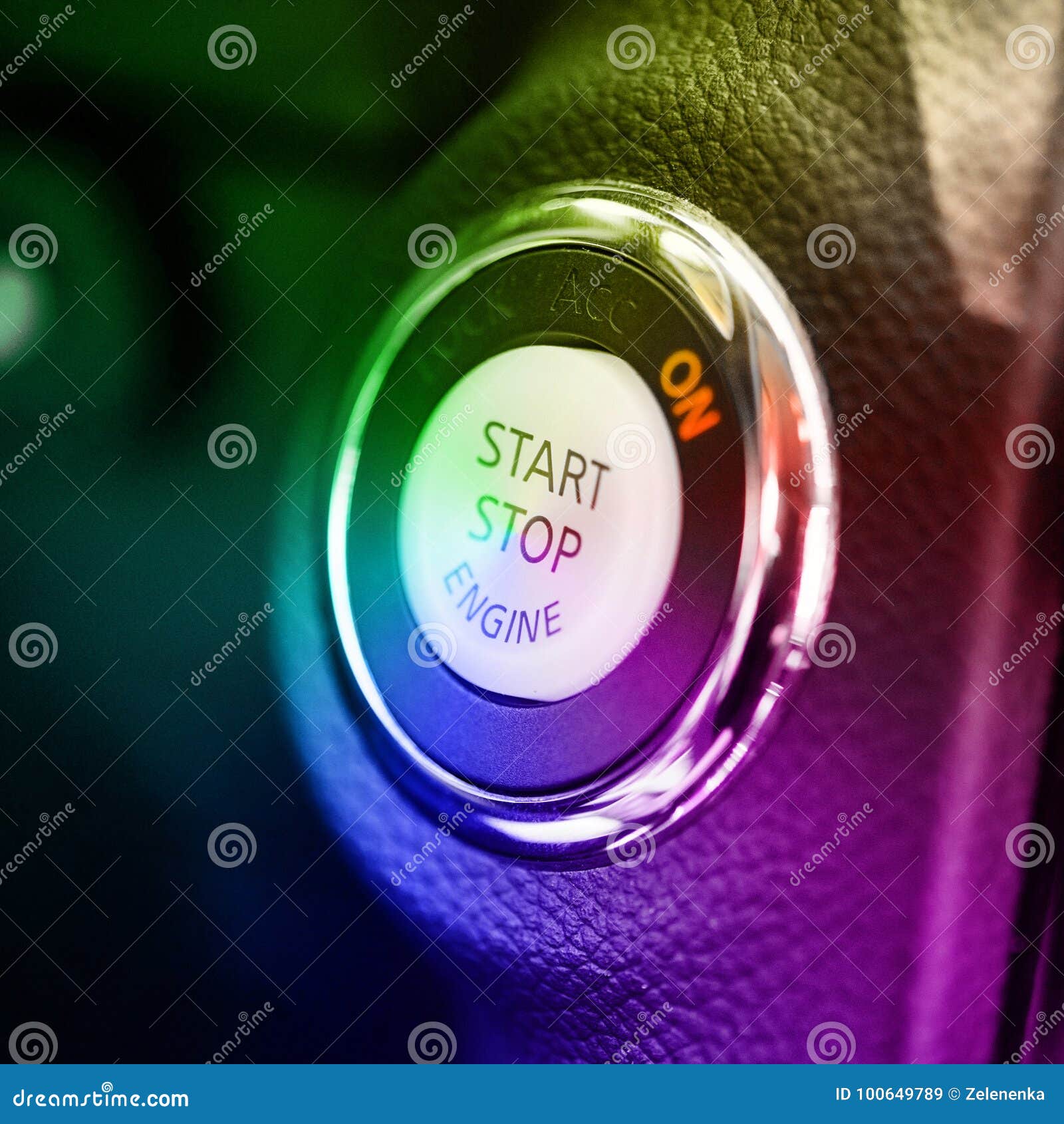 Detailed Close Up of a Engine Starting Button Surrounded by Carbon ...