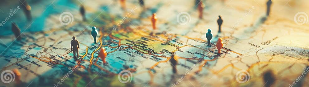 A Detailed Close Up Image of a Map Featuring Multiple Pins on it Stock ...