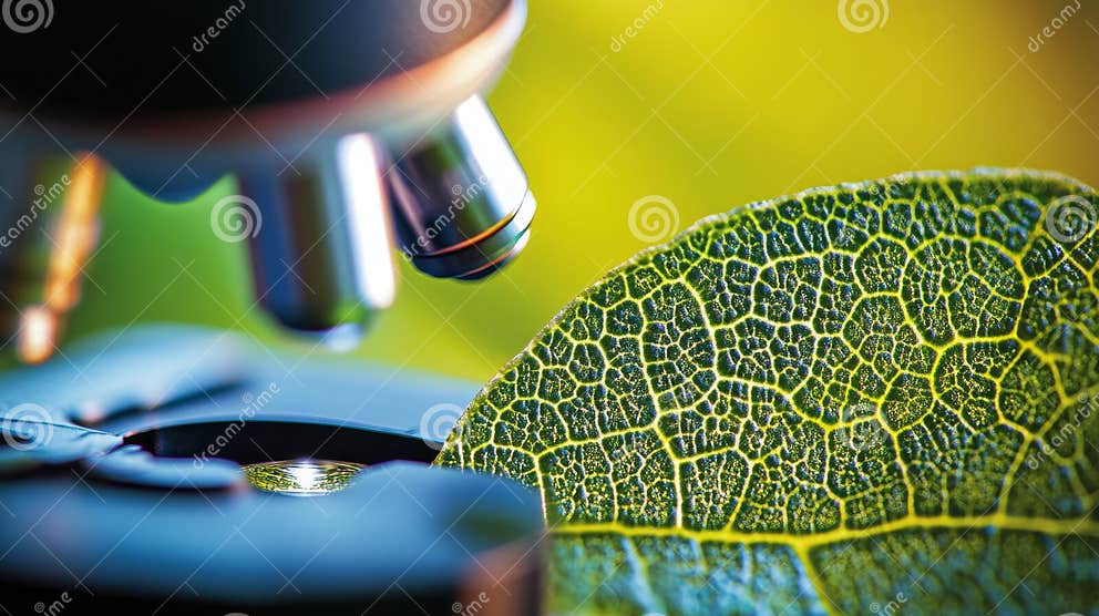 Detailed Close-Up of Leaf Structures Under Microscope Focus Stock ...