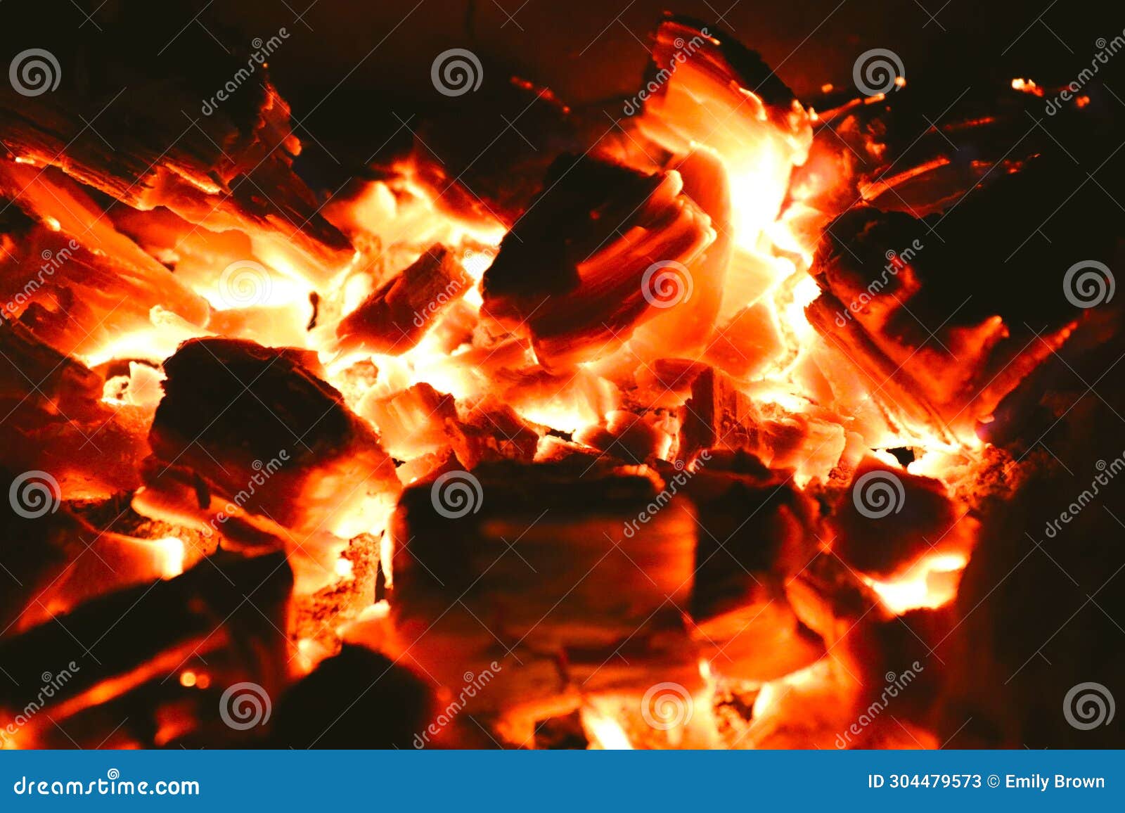 Detailed Close Up of Log Embers Burning in a Fire Stock Image - Image ...