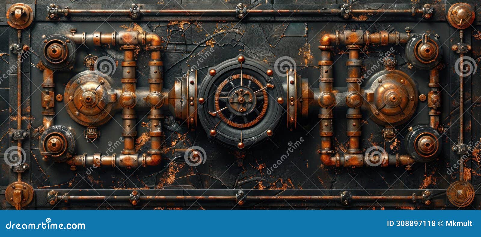 Close Up of Metal Door with Pipes and Knobs Stock Photo - Image of ...