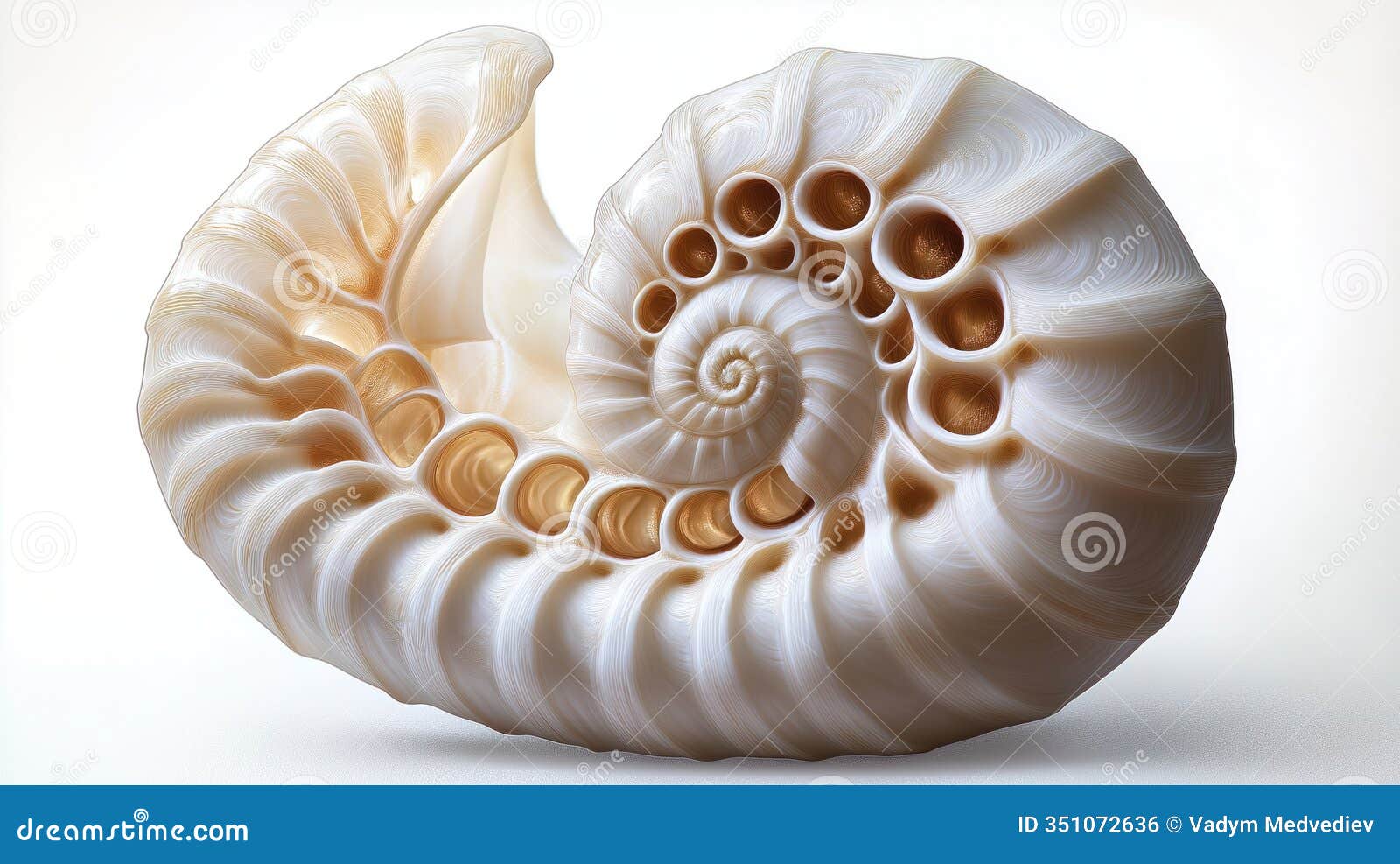 Detailed Close-up of Nautilus Shell. Spiral Architecture. Shell Shows ...
