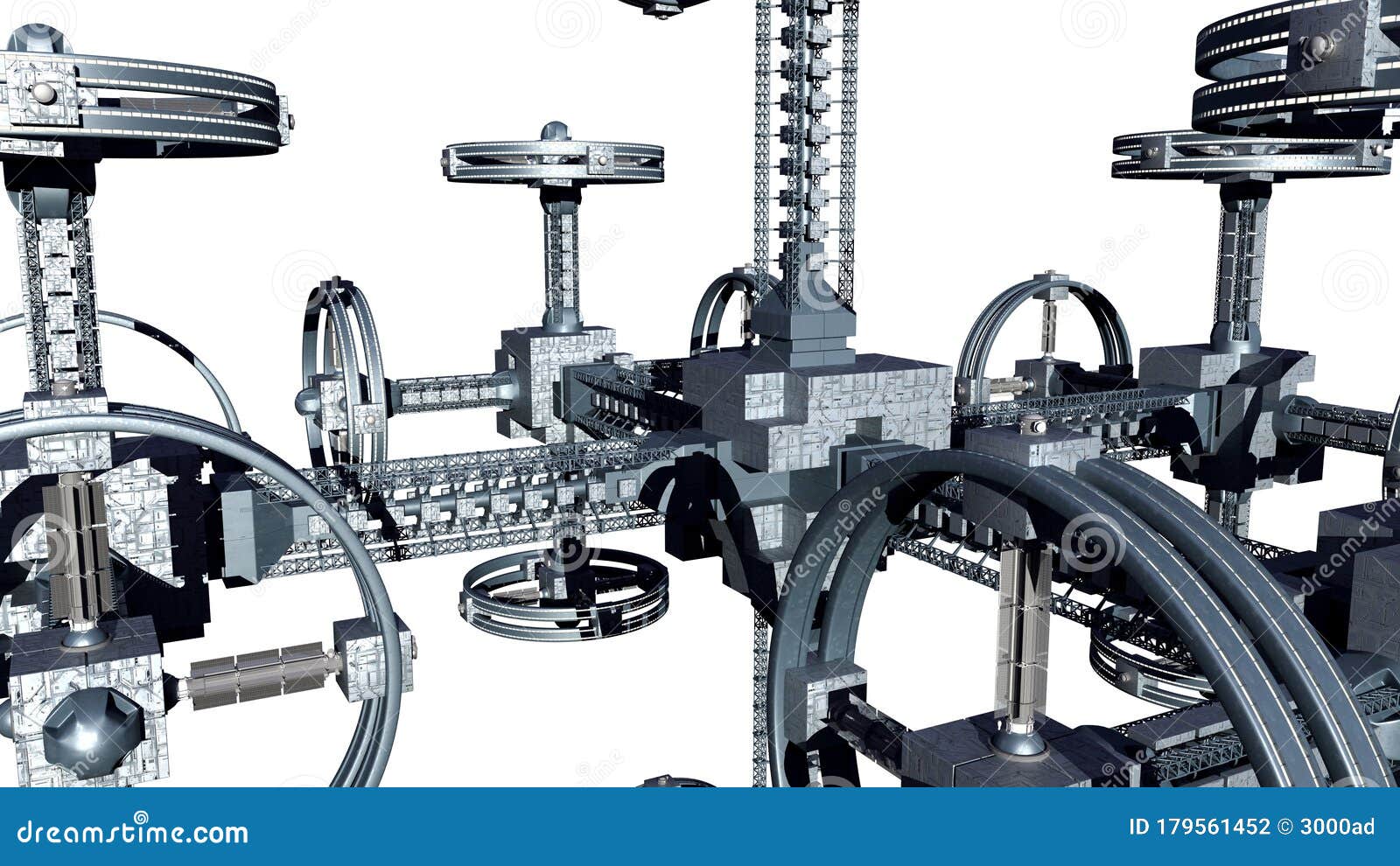 Detailed Close Up Space Station With Gravitation Wheels Stock