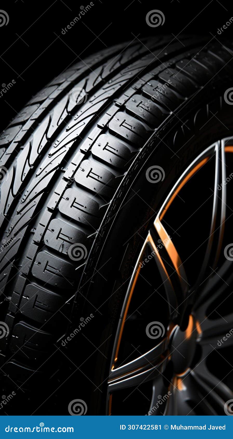 Detailed Close Up Texture and Pattern of a Sleek Car Tire Stock Image ...