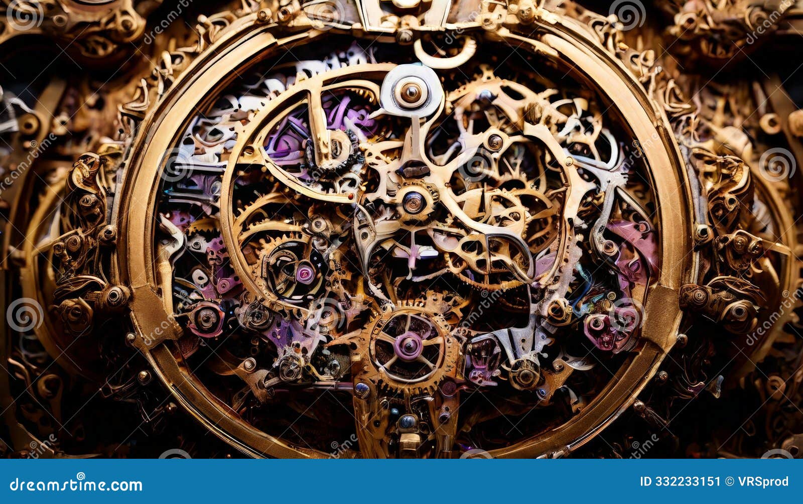 Intricate Close-up of Golden Clockwork Gears Stock Image - Image of ...