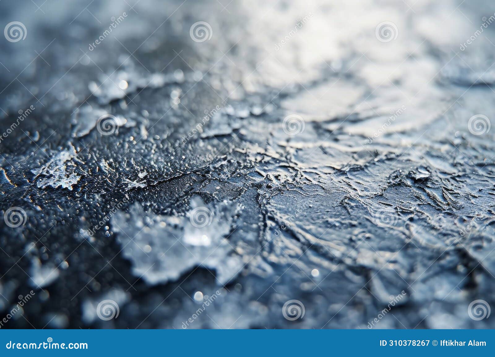 A Detailed, Close-up View of the Icy Surface on the Ground, Showcasing ...