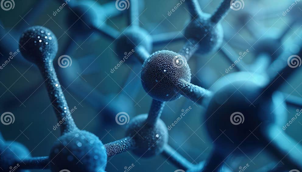 Detailed Close-up View of Molecular Structures. Network of ...