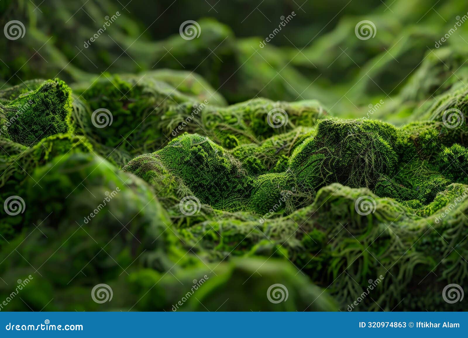 Detailed Close Up View of Textured Mossy Surface with Layers of Green ...