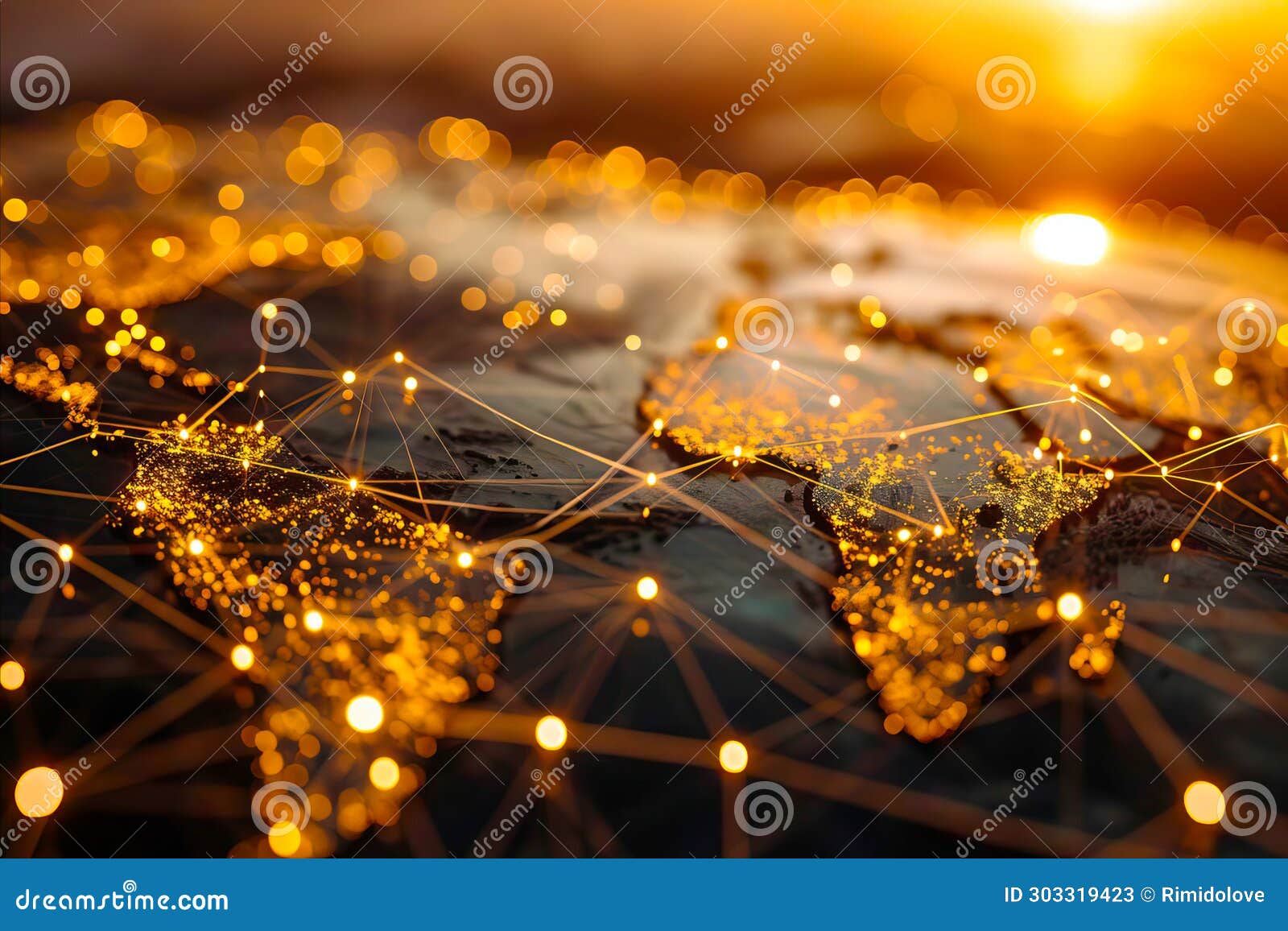 A Detailed Close-Up of a World Map with Connection Lines. Stock Image ...