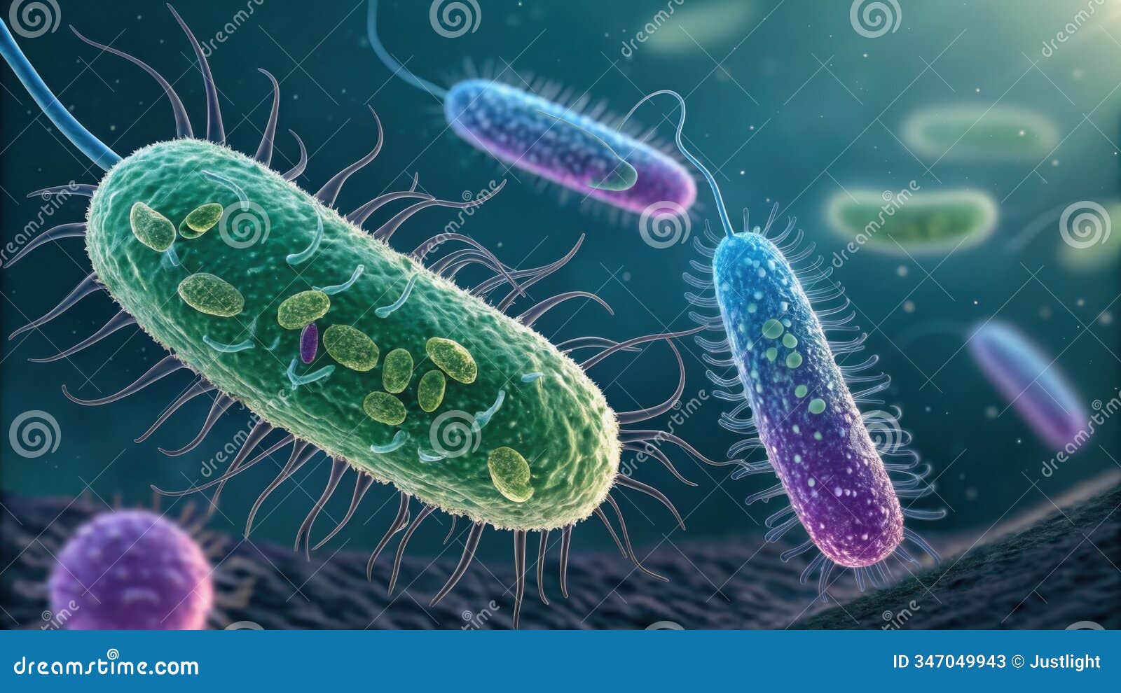 Detailed Closeup Imagery of Bacterial Cells Under a Microscope ...