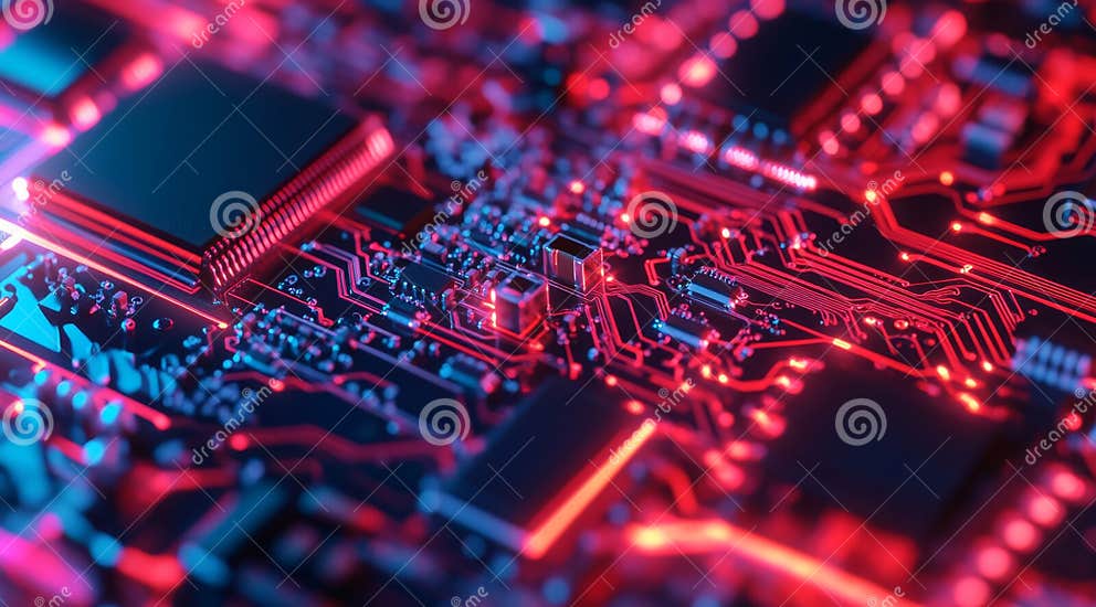 A Detailed CloseUp View of Advanced Microchip Circuitry Found in Modern ...