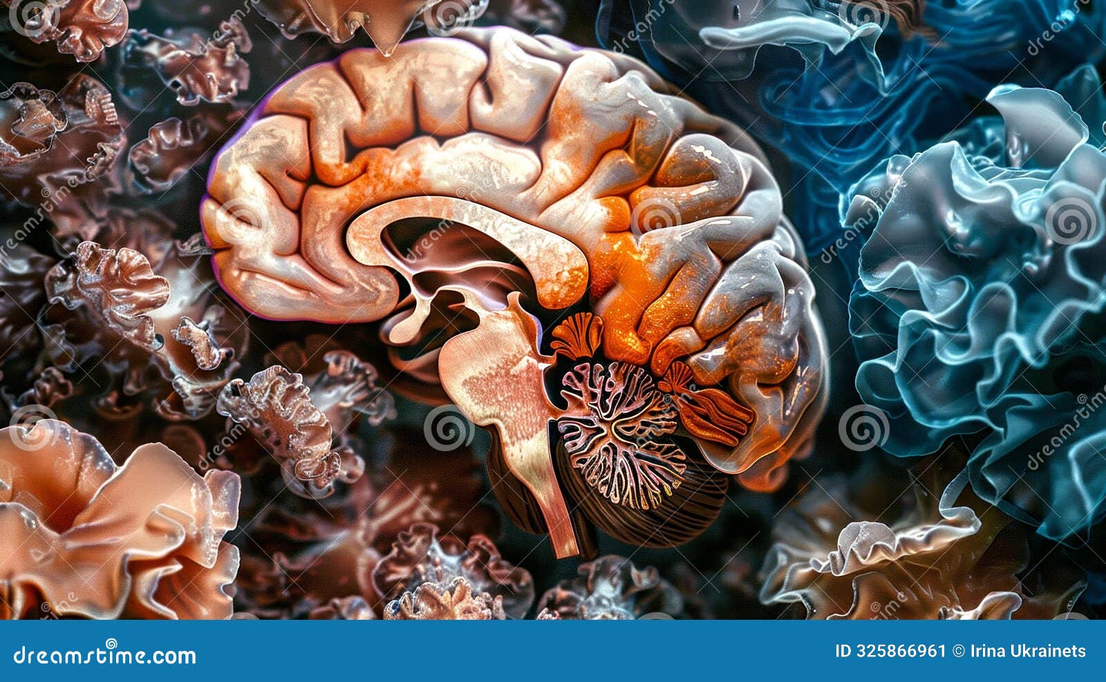 Detailed and Colorful Digital Artwork of a Human Brain. Abstract Style ...