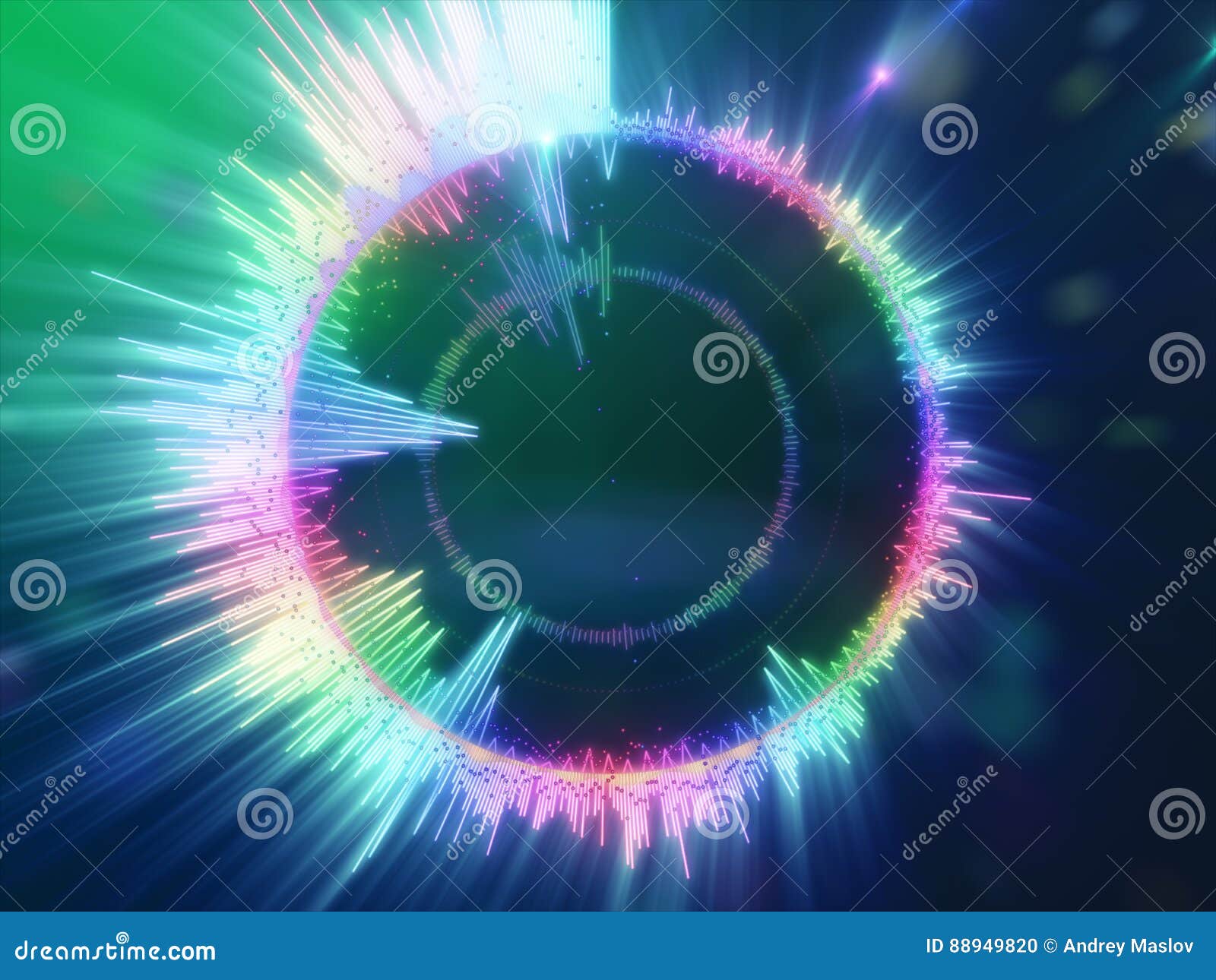 A Detailed Colorful Multicolored Equalizer in a Circle. Audio Spectrum ...