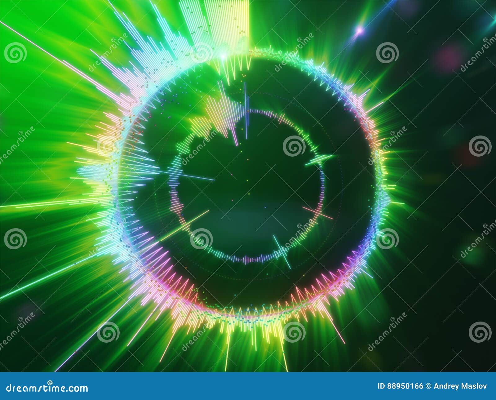 A Detailed Colorful Multicolored Equalizer in a Circle. Audio Spectrum ...