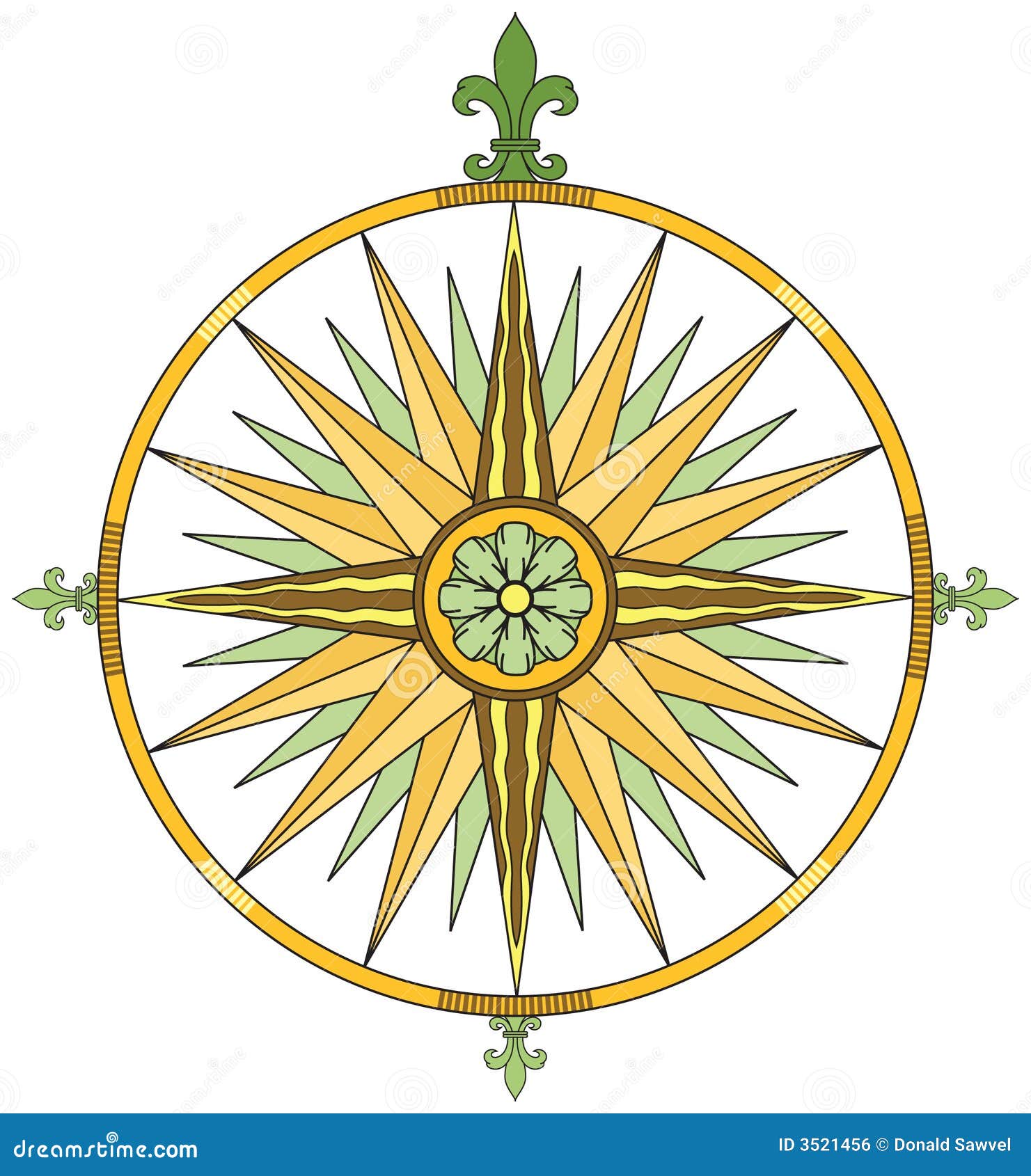 Detailed compass stock vector. Illustration of cartography - 3521456