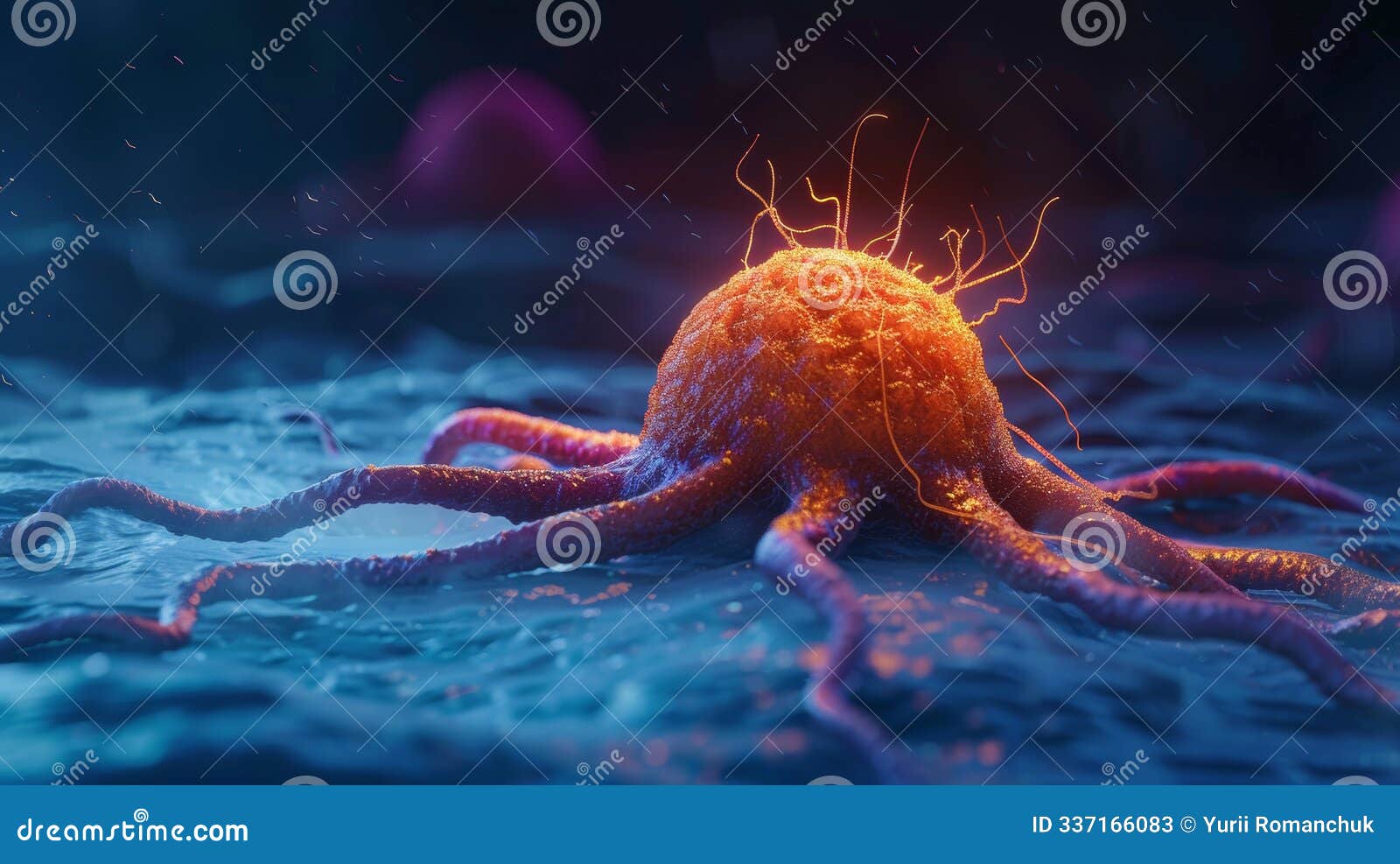 Detailed Computer Generated Image of a Cancer Cell Showcasing Its ...