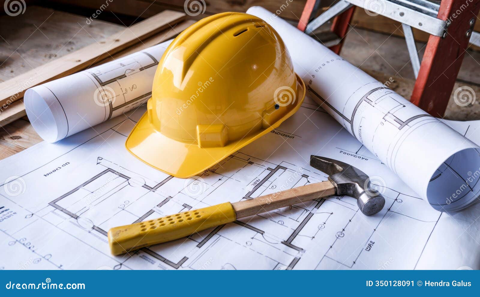 Detailed Construction Blueprint Showcasing Building Plans and Tools for ...