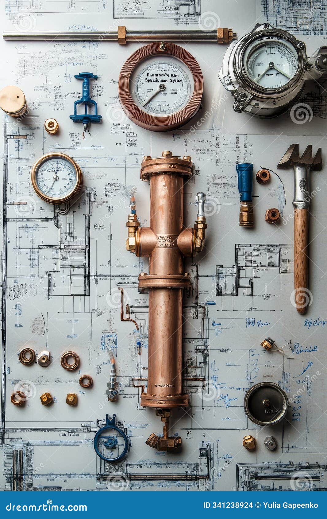 Detailed Construction Plans Featuring Plumbing Components and Technical Specifications in a ...