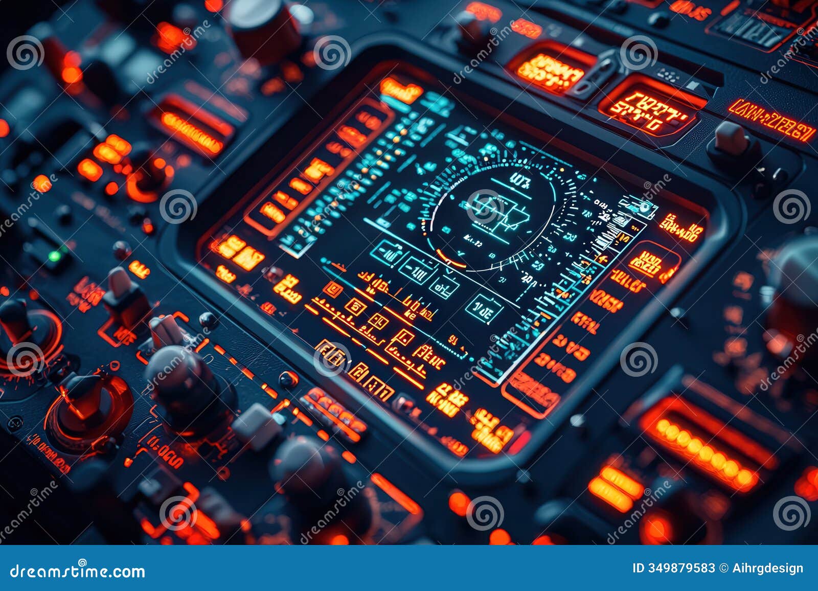 Control Panel Displaying Advanced Flight Instruments and Navigation ...
