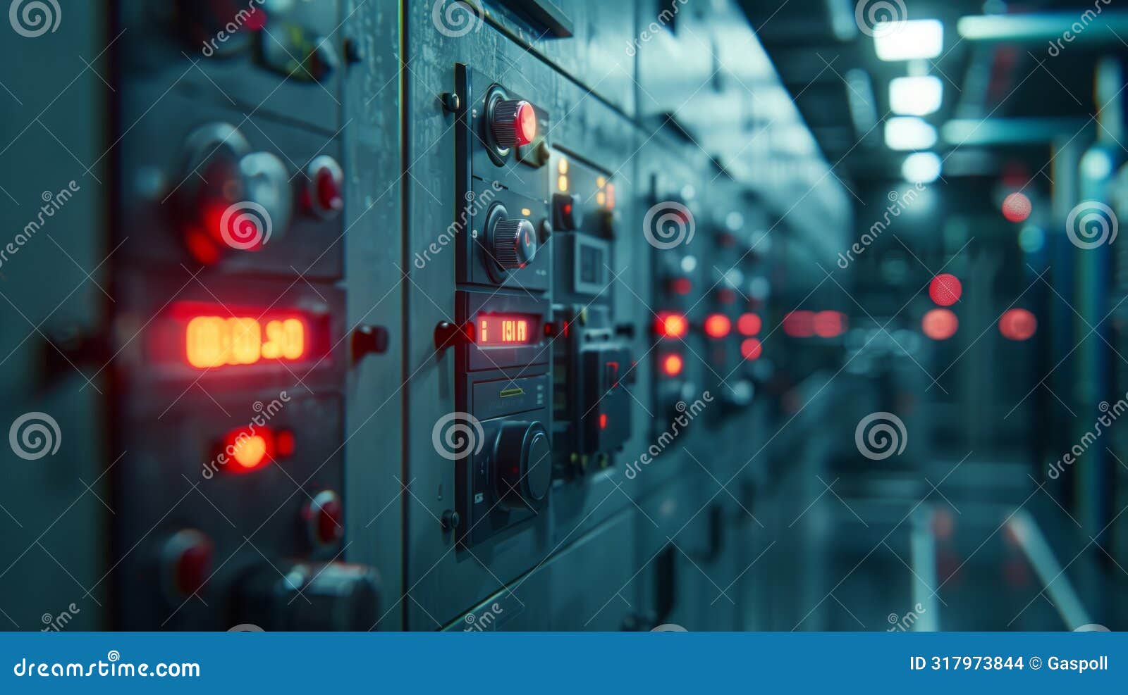 Detailed Control Switches and Emergency Buttons in a Compact Electrical ...