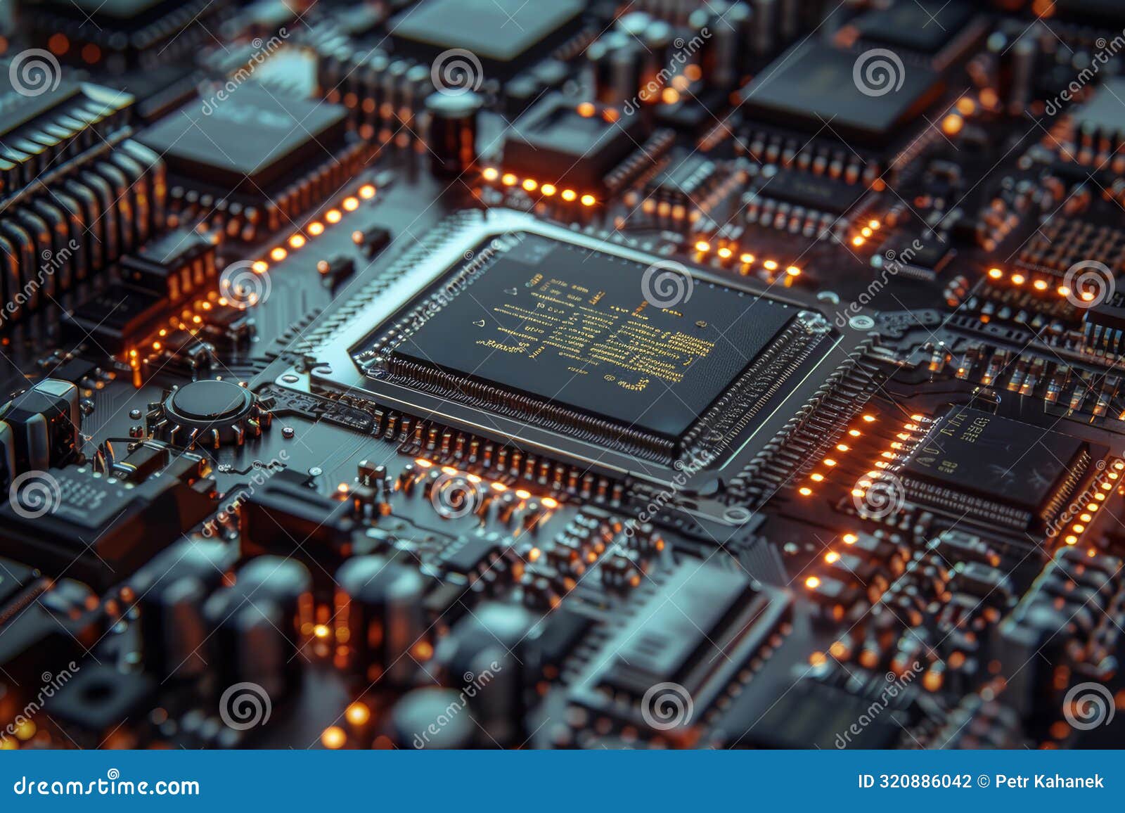 A Detailed Cross-section of an Electronic Device Showing Silicon Chips ...