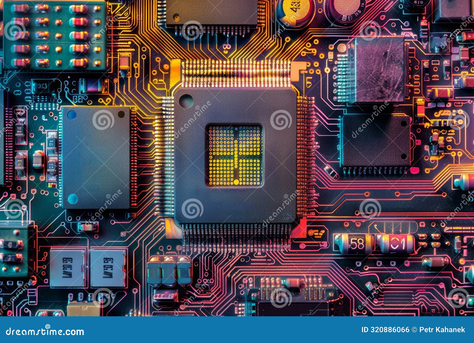 A Detailed Cross-section of an Electronic Device Showing Silicon Chips ...