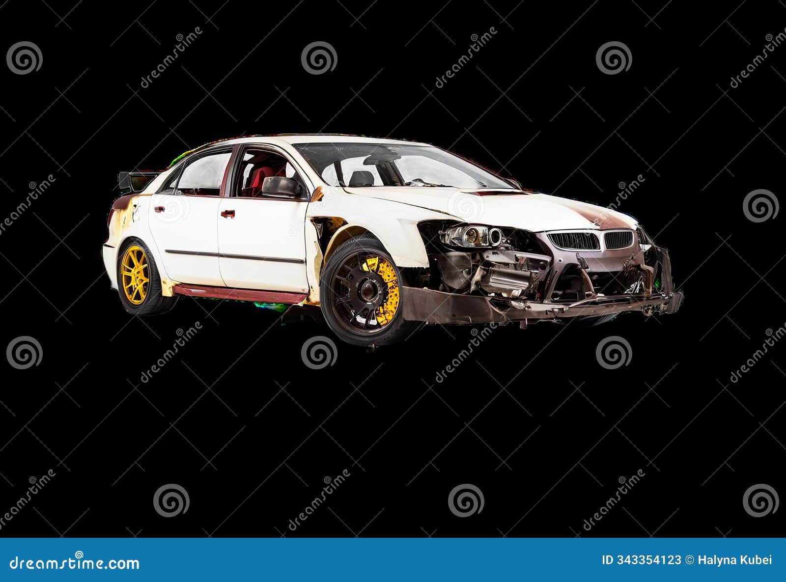 Detailed Cutout of a Custom Modified Racing Car with Exposed Mechanical ...