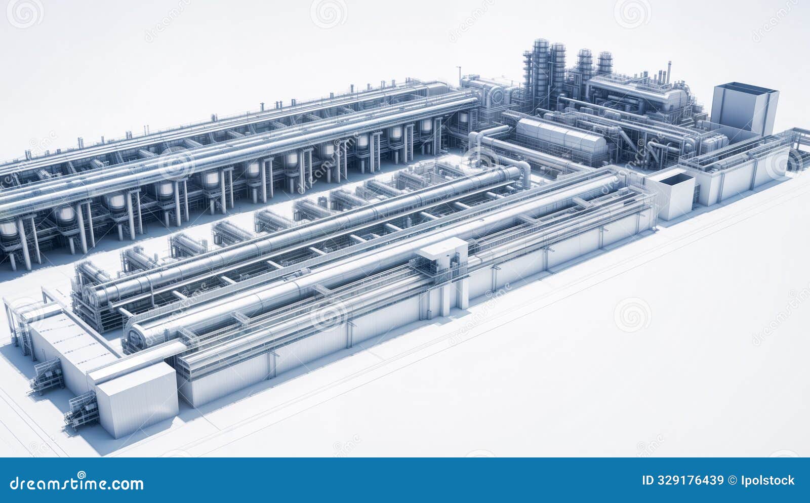 Detailed 3D Blueprint Visualization of an Industrial Facility. for ...