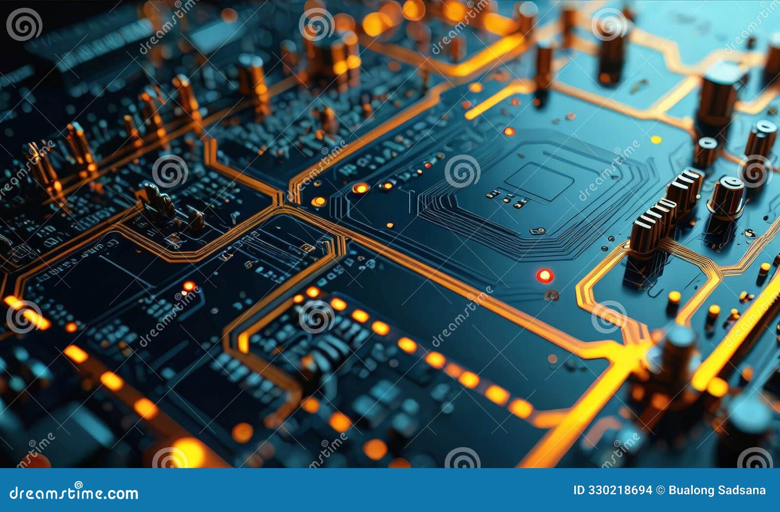 Detailed 3D Circuit Board Showcases Complex Network Interconnected ...