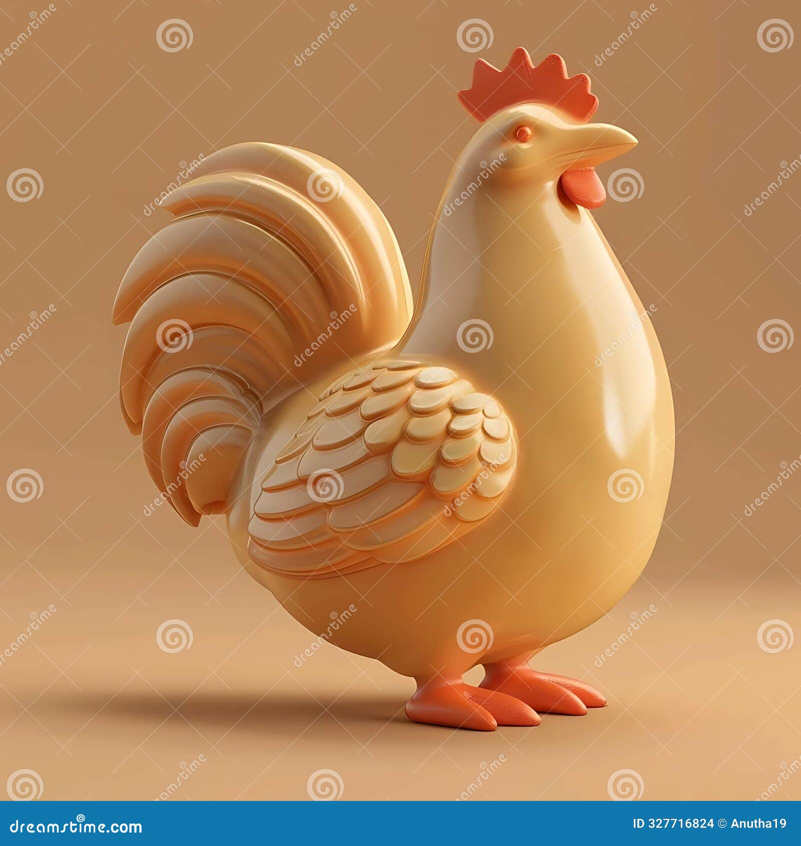 Detailed 3D Clay Chicken Rendering Featuring Rich Textures and ...