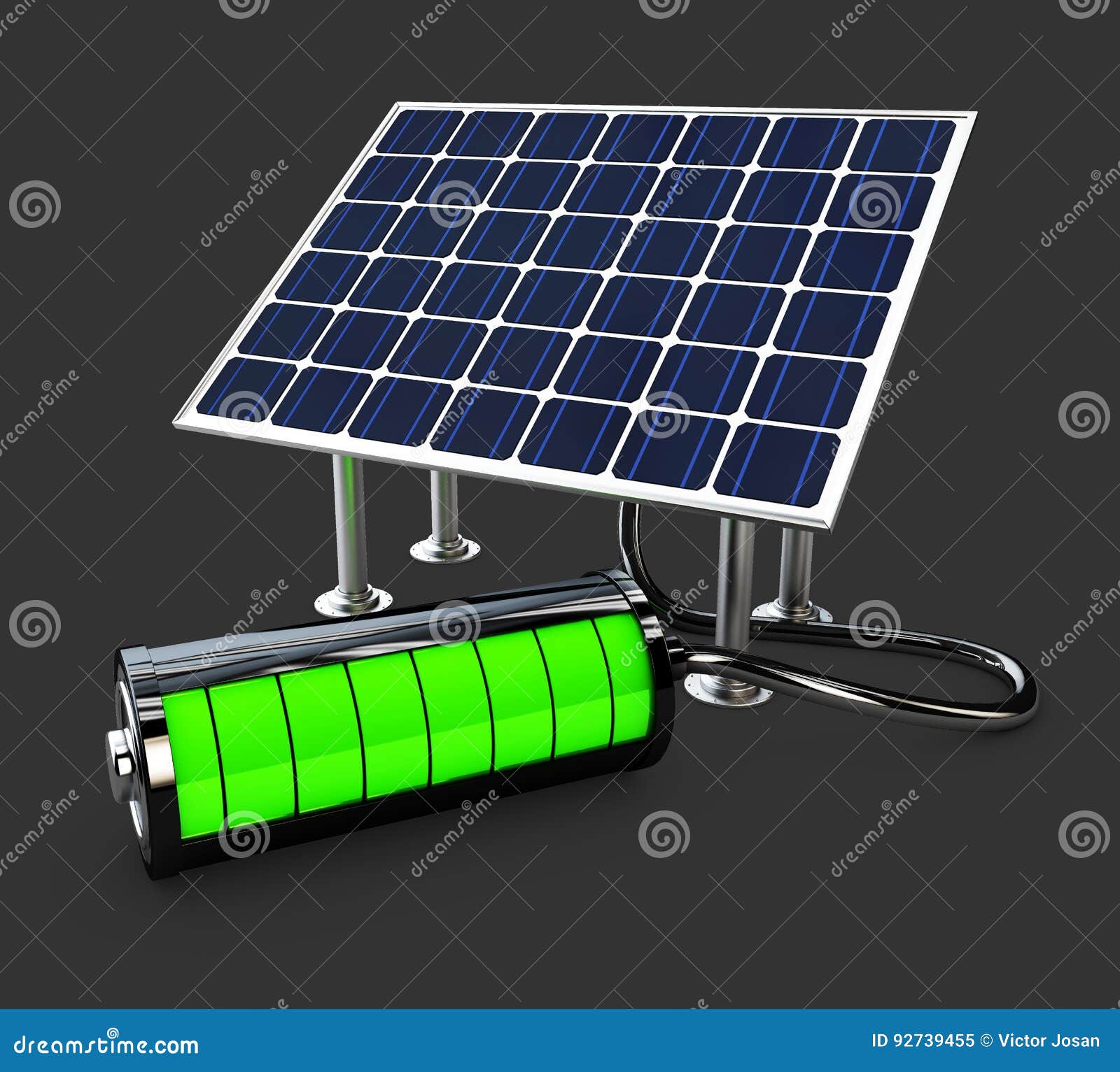 Detailed 3d Illustration of Electric Solar Panel with Full Battery ...