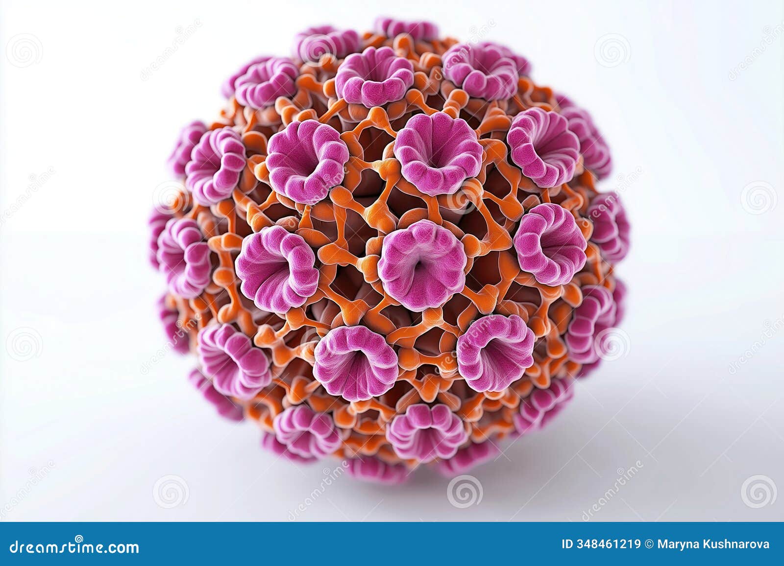 Detailed 3D Illustration of HPV Virus. Virus Structure Shows Complex ...
