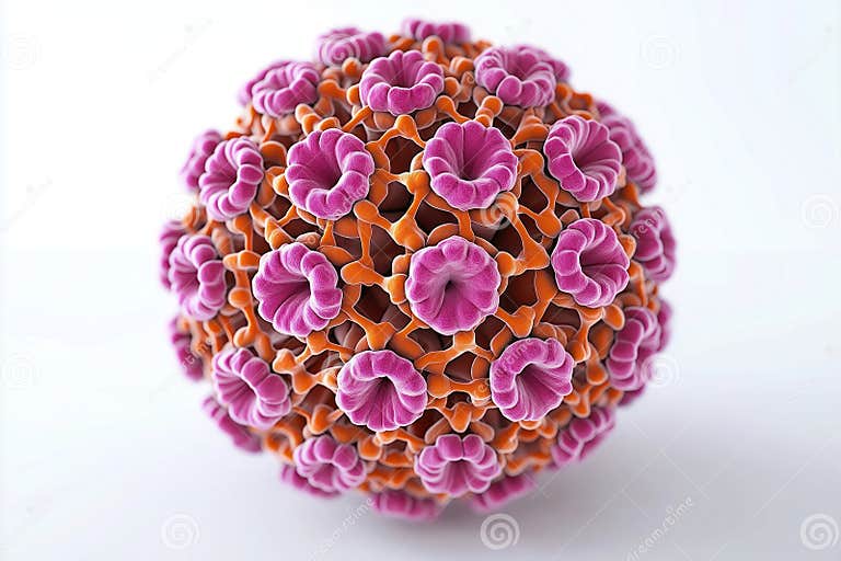 Detailed 3D Illustration of HPV Virus. Virus Structure Shows Complex ...