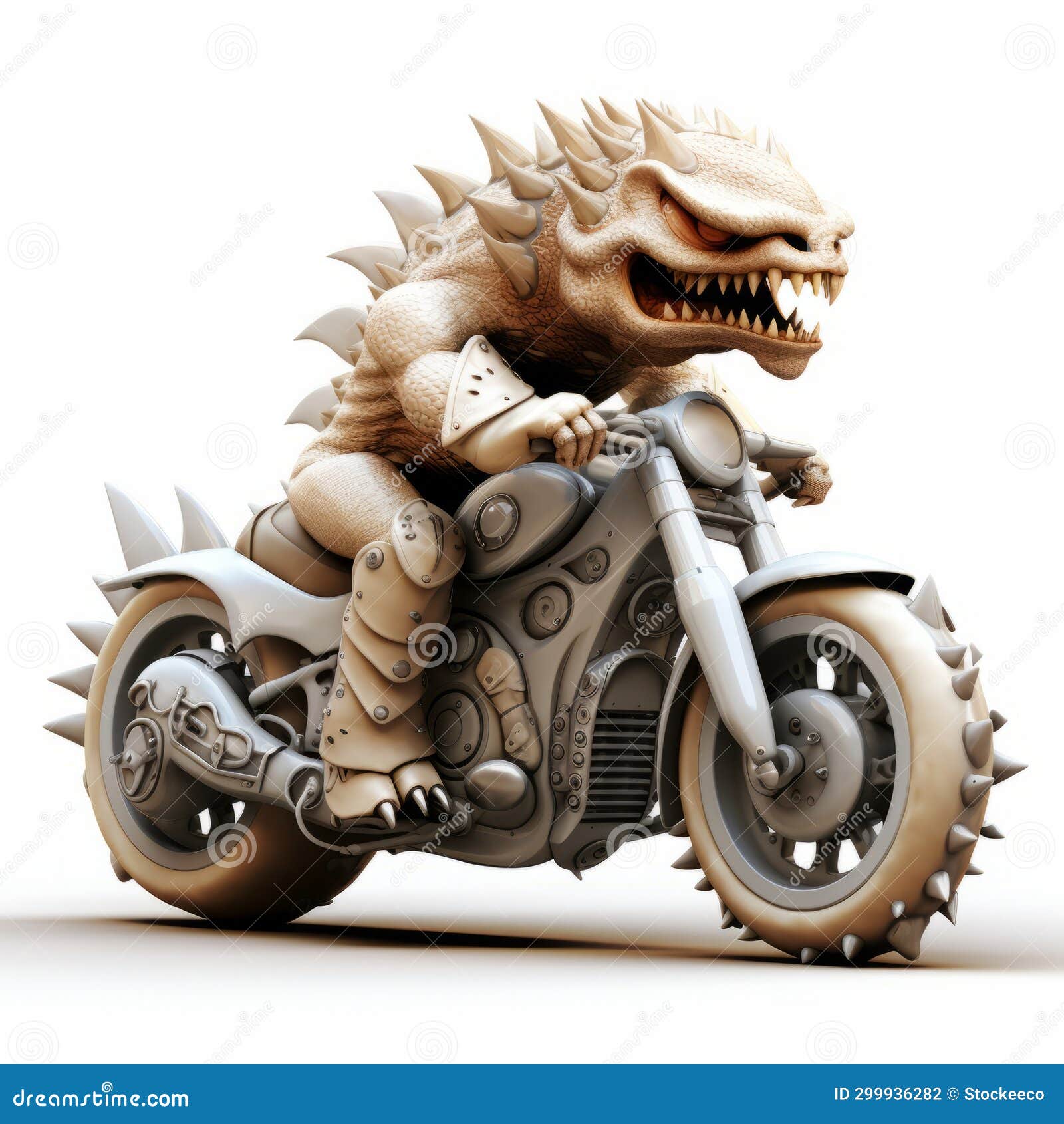 Detailed 3d Image of a Creature Riding a Motorcycle Stock Illustration ...
