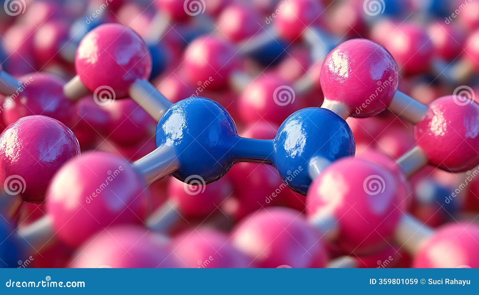 Molecular Structure Showing Pink and Blue Atoms Stock Illustration ...