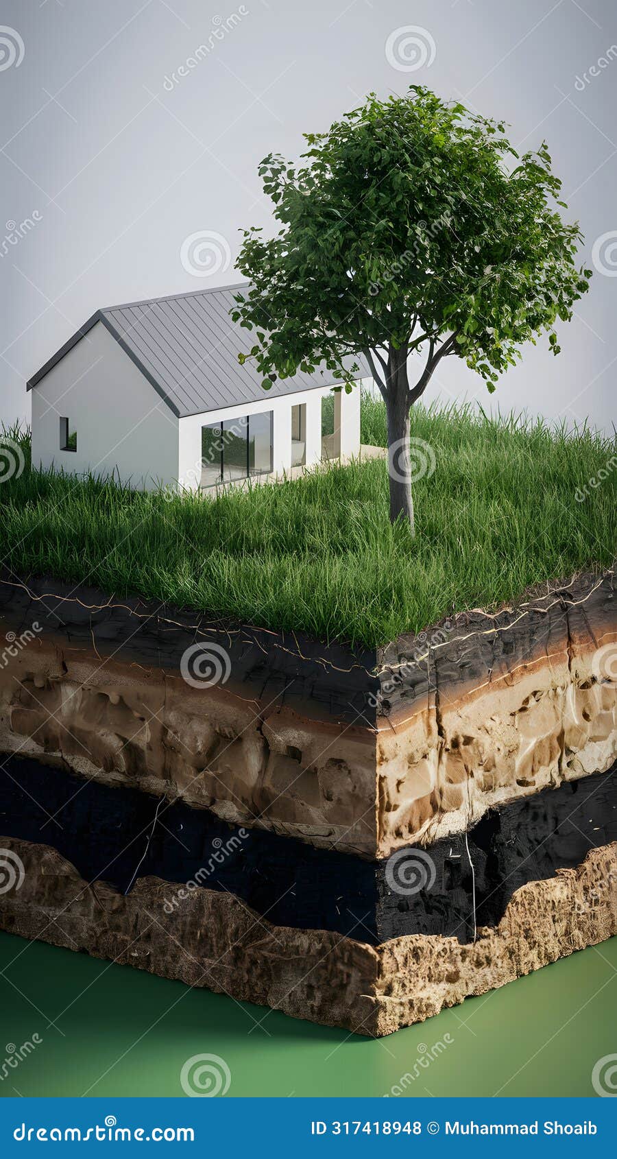 A Detailed 3D Model of Earth S Layers with House, Tree, Soil Cross ...