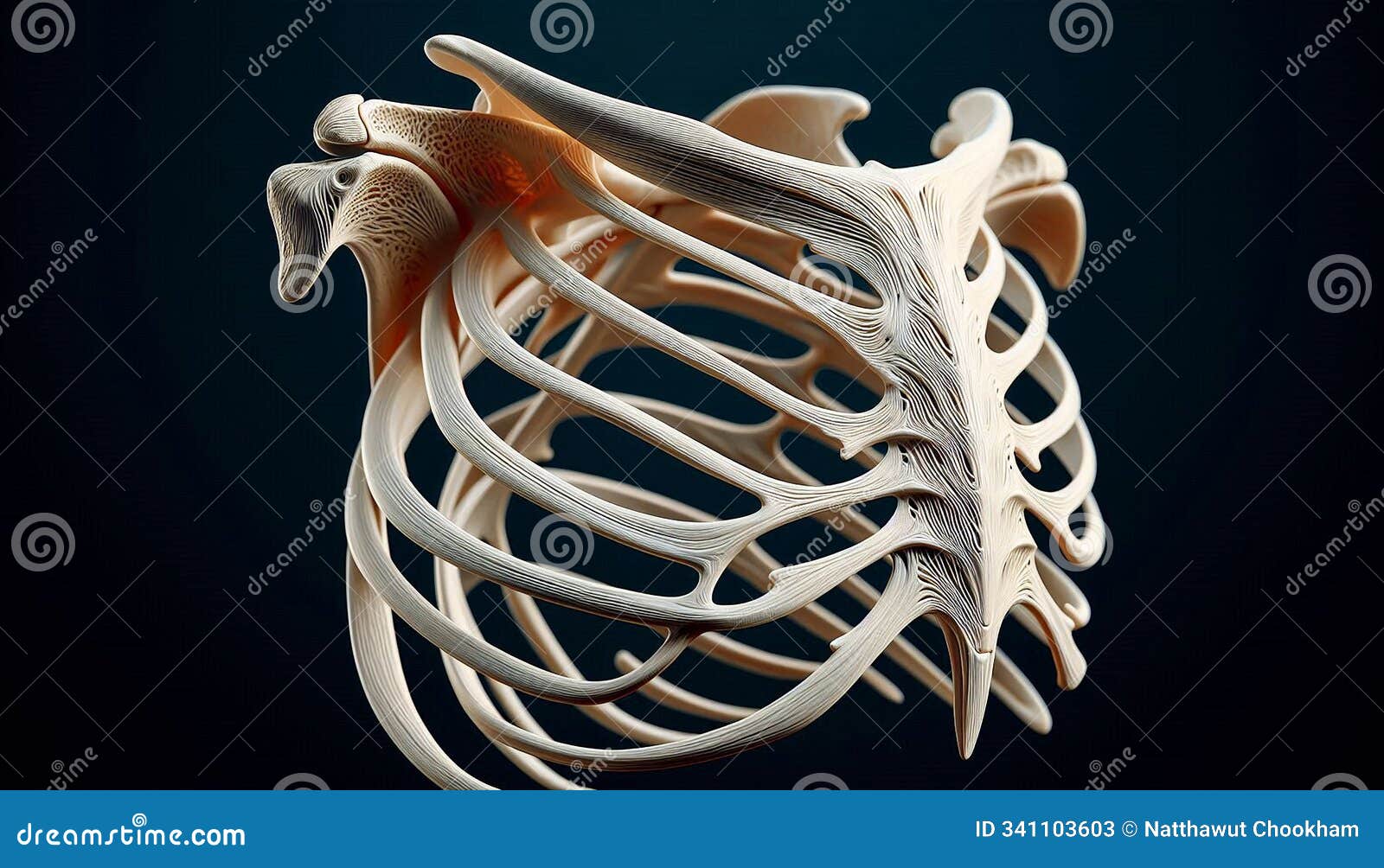 Detailed 3D Model of Human Rib Structure Stock Illustration ...
