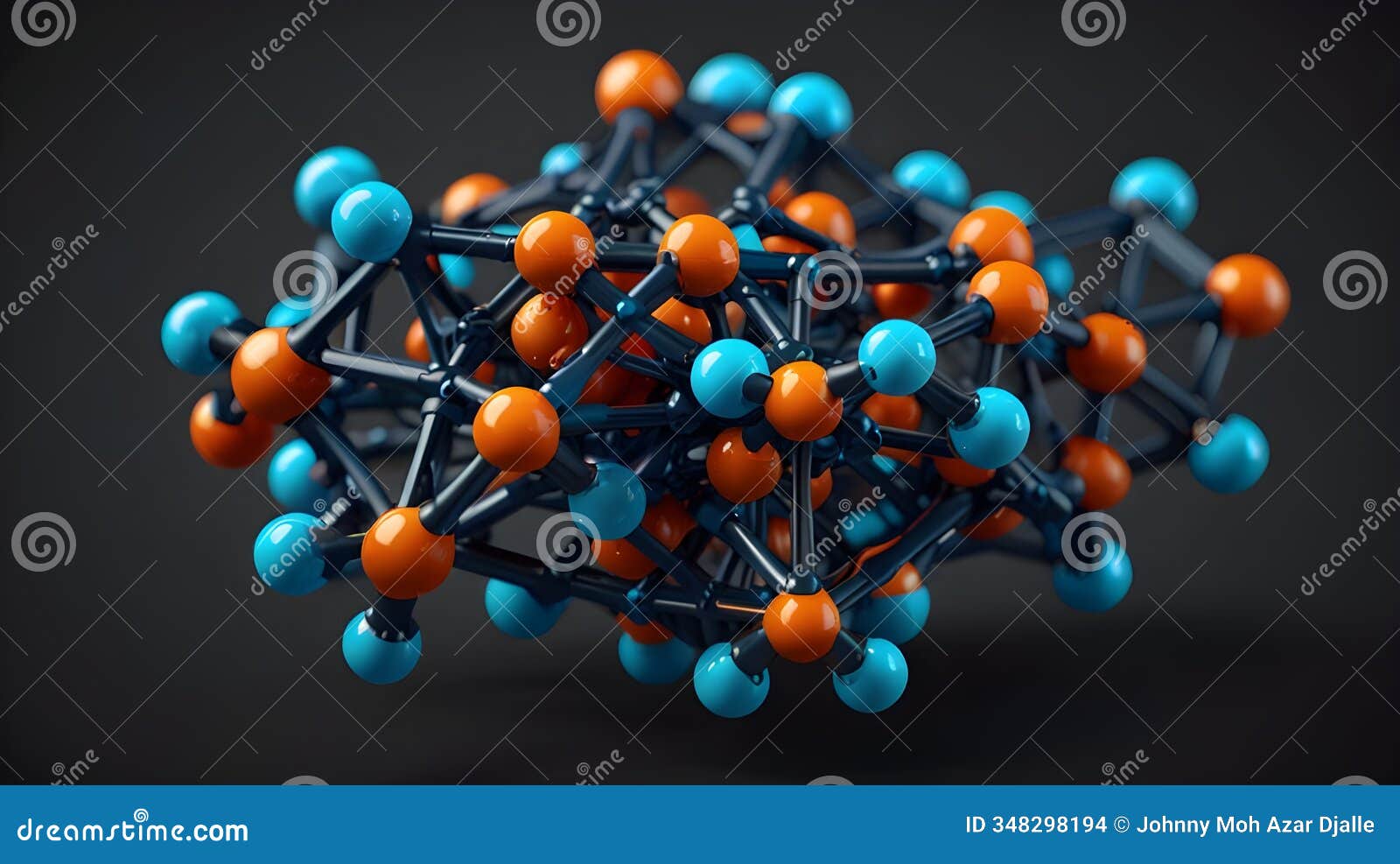 A Molecule with Atoms Connected by Glowing Bonds Stock Illustration ...