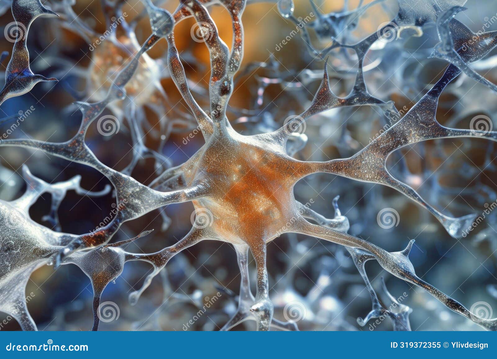 Neural Network Close-up 3d Illustration Stock Illustration ...