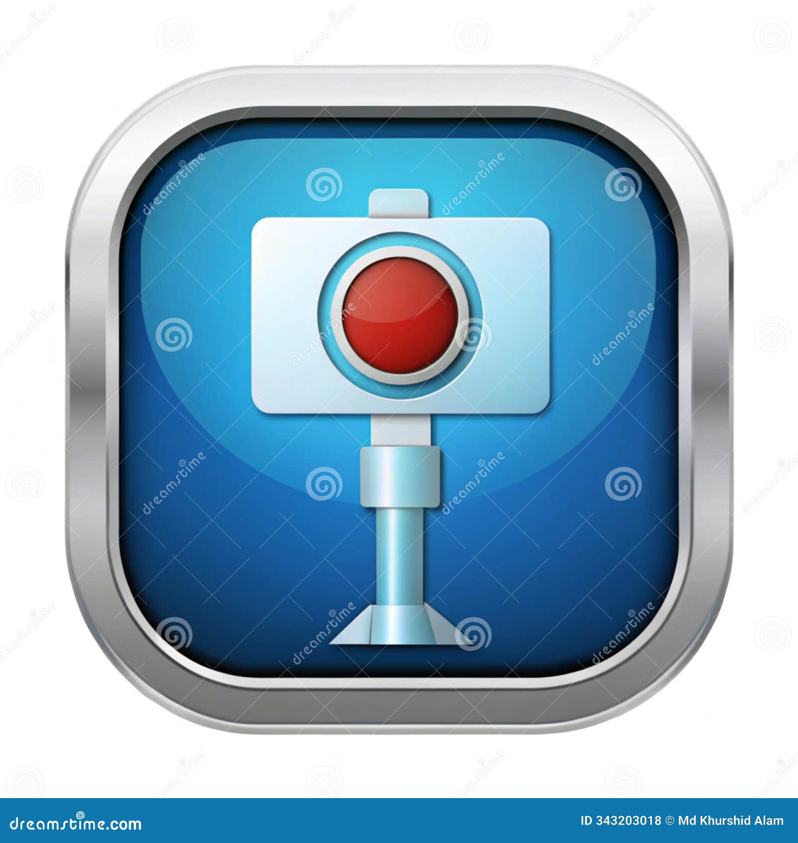 Detailed 3D Render of Periscope Icon with Red Lens in Blue Button ...