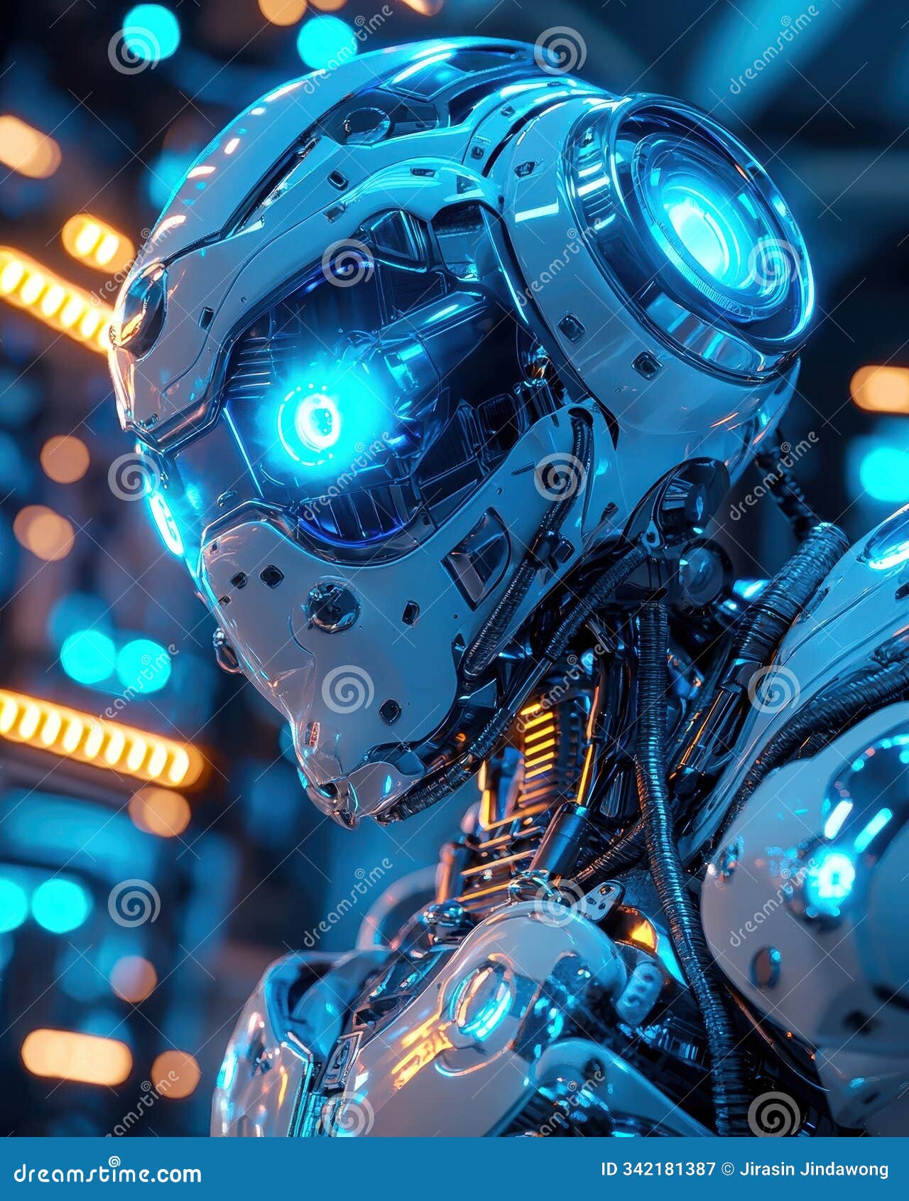 Detailed 3D Render of Sci-Fi Robot Design Stock Illustration ...