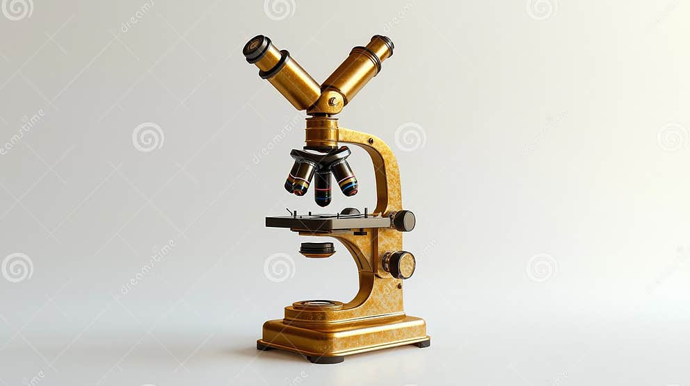 A Detailed 3D-rendered Microscope Featuring Precise Focusing Mechanisms ...