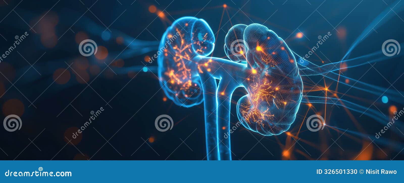 Detailed 3D Rendering Of Human Kidneys With Highlighted Nephrons Stock ...