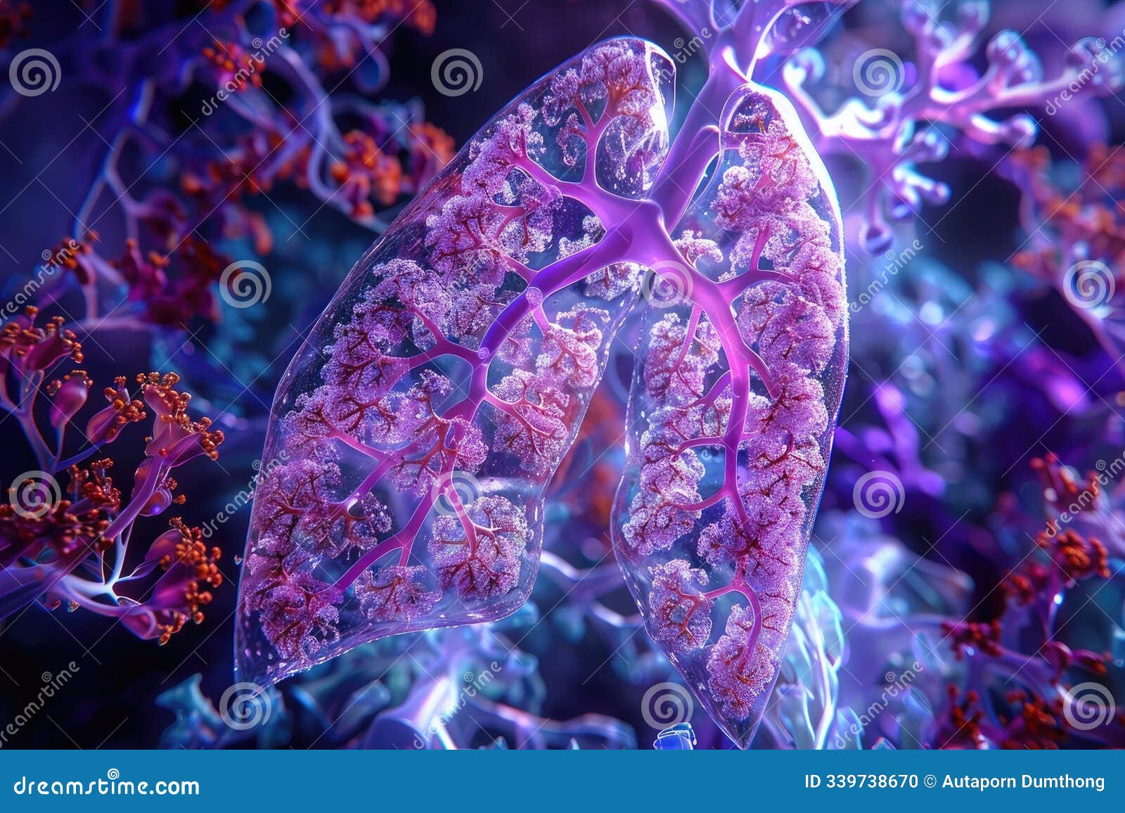 A Detailed 3D Rendering of Human Lungs Showcasing the Intricate ...