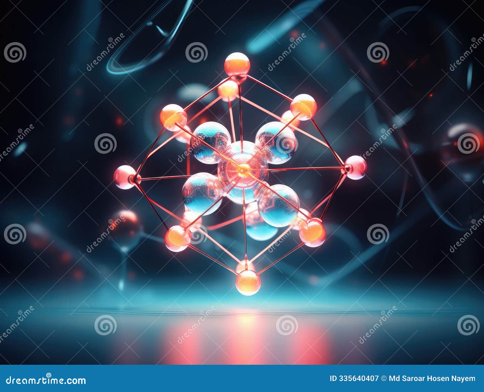 Detailed 3D Rendering of Hydrogen and Helium Atoms Structures with ...
