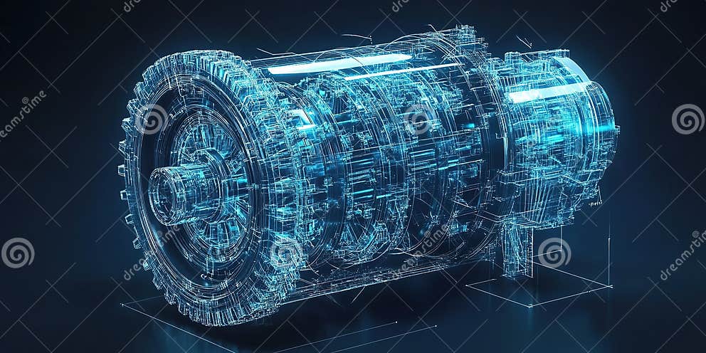 Detailed 3D Rendering of a Jet Engine Showcasing Its Internal ...